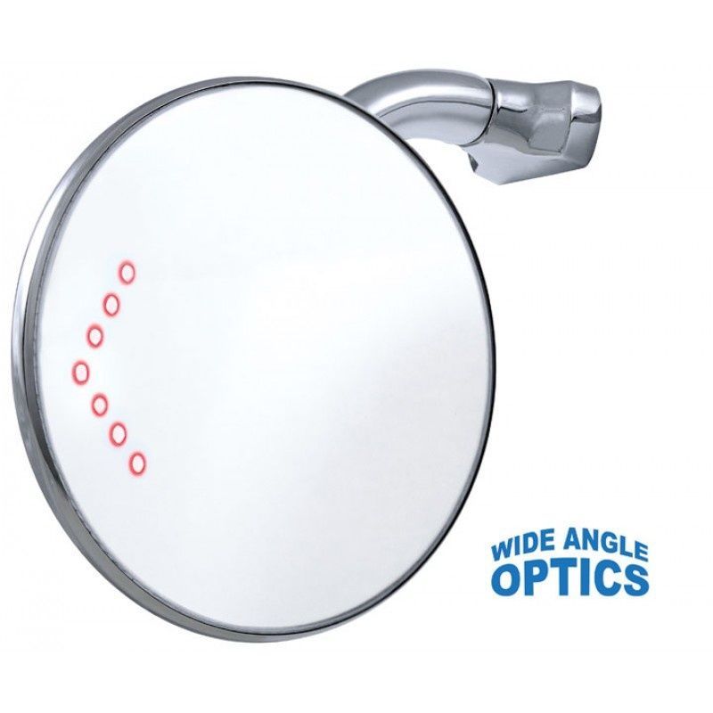 4" CONVEX LED Turn Signal Curved Arm Peep Mirror Outside Rearview ...