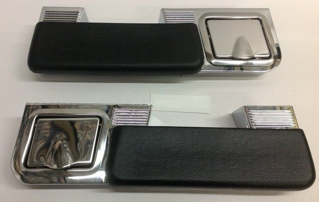 64 65 66 67 Chevelle REAR Arm Rest Chrome Bases Black Pads & Ash Trays ...